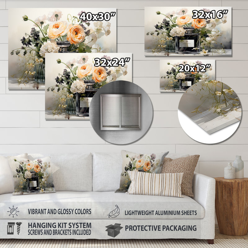 House of Hampton® Floral Perfume Vibrant Elegance II - Fashion Metal Wall Decor | Wayfair